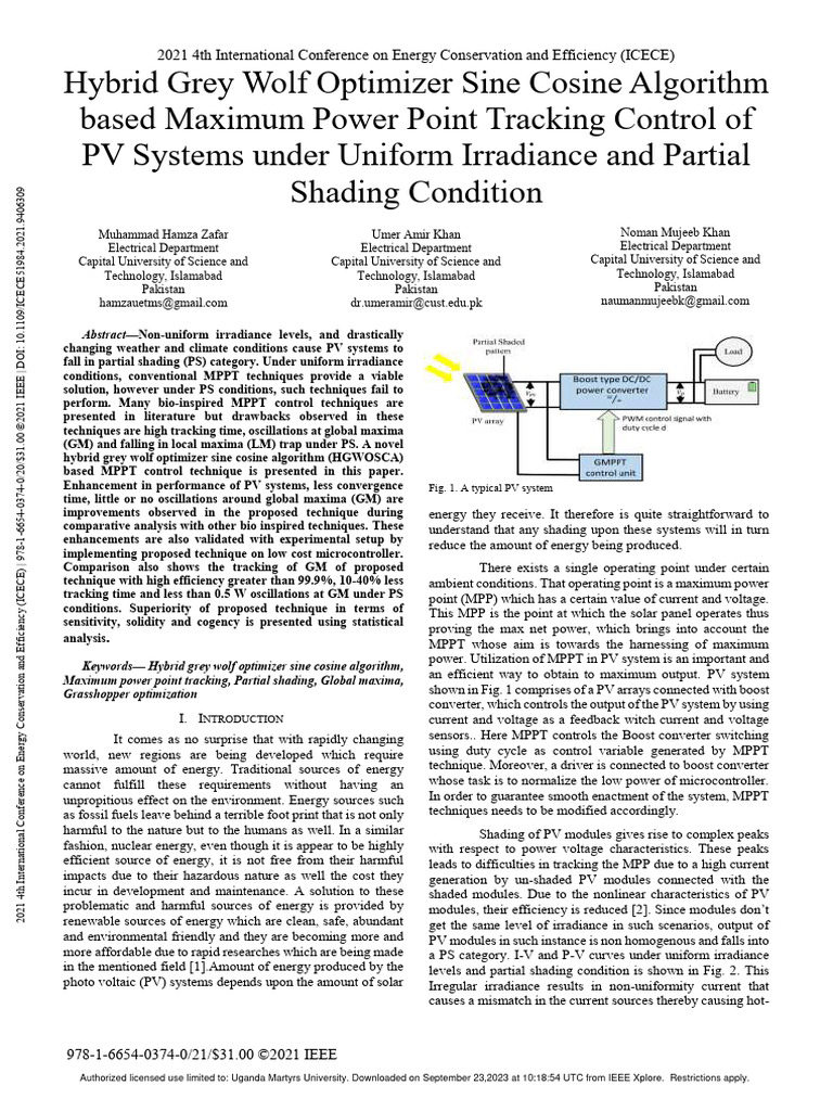 Sine Cosine Algorithm | Download Free PDF | Photovoltaics | Photovoltaic System