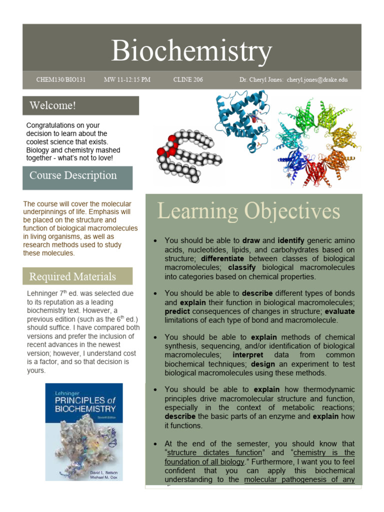 Biochem Syllabus V2 Pdf Macromolecules Biomolecules