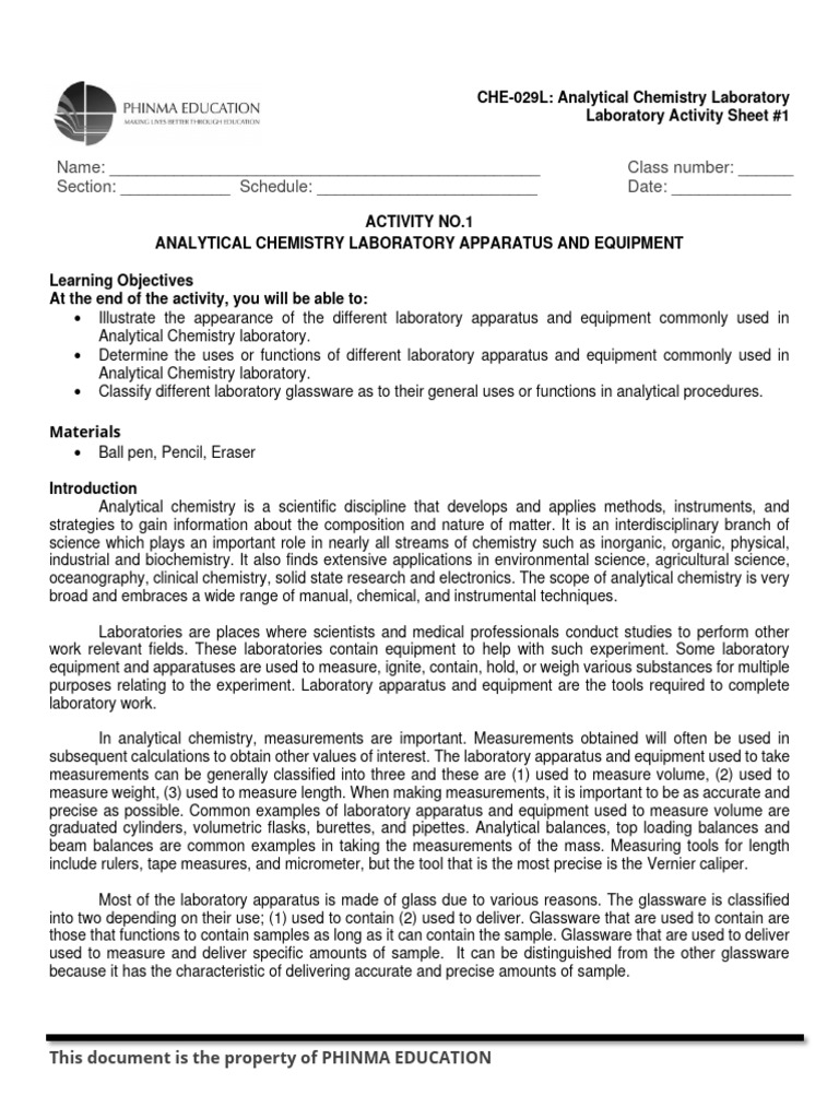 LAS1 CHE 029L Analytical Chemistry Laboratory Apparatus and Equipment ...