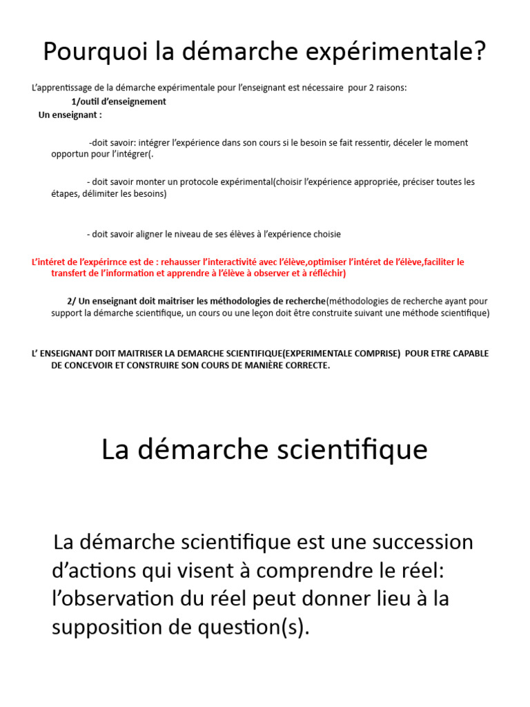 Démarche Scientifique Diapos | PDF | Méthode scientifique | Expérience