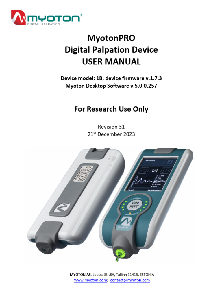 MyotonPRO User Manual | PDF | Microsoft Windows | Microsoft Excel
