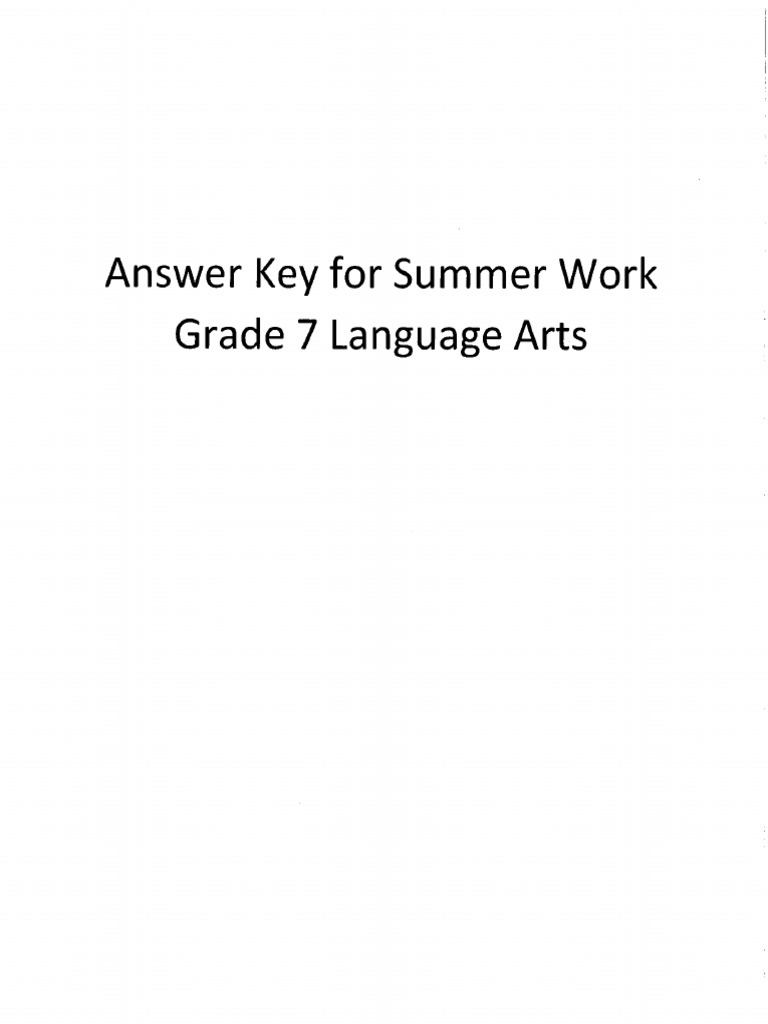 Grade 7 Language Arts Answer Key | PDF