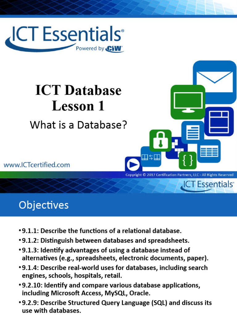 Ict Database V21 Lesson01 Slideshow Pdf Databases Sql 8913