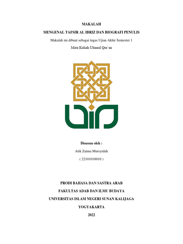 Biografi dan Tafsir Al Ibriz | PDF