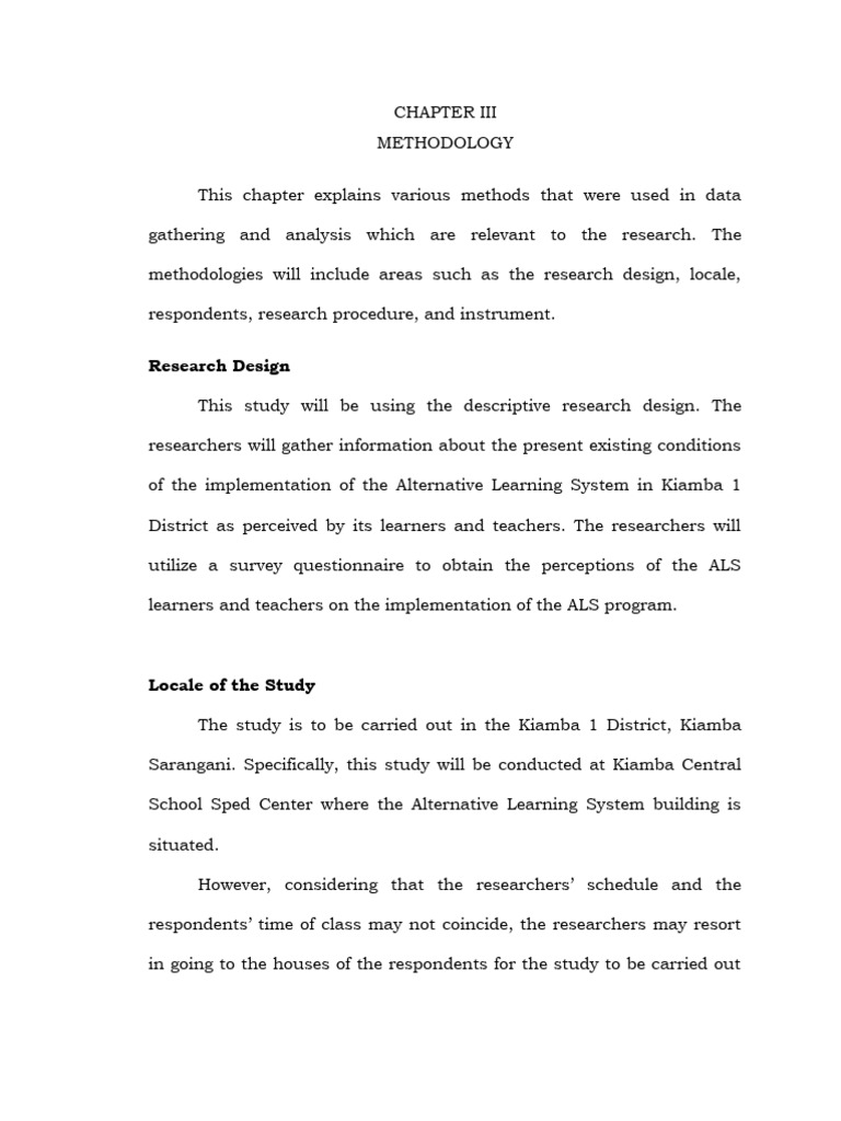 Chapter III | PDF | Survey Methodology | Methodology
