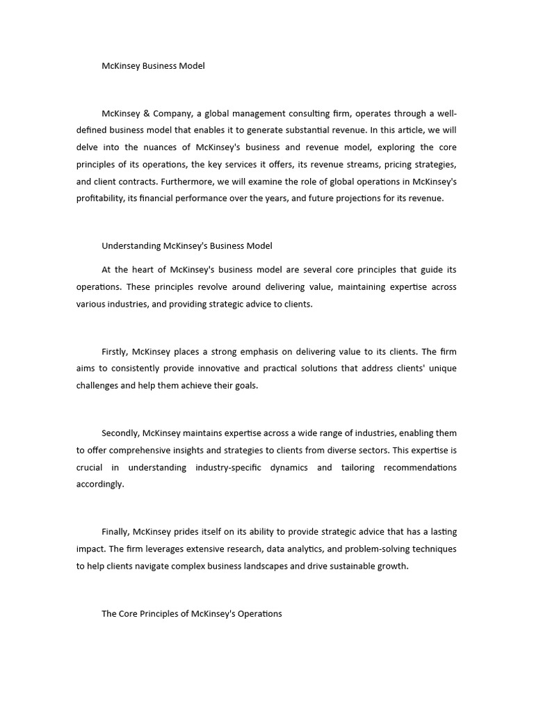 McKinsey Business Model | PDF | Strategic Management | Mc Kinsey & Company
