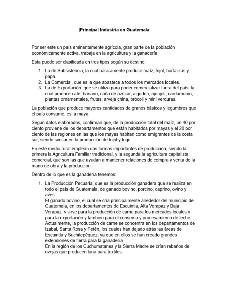 Principal Industria en Guatemala - Trabajo - Jonathan Sinay | PDF ...