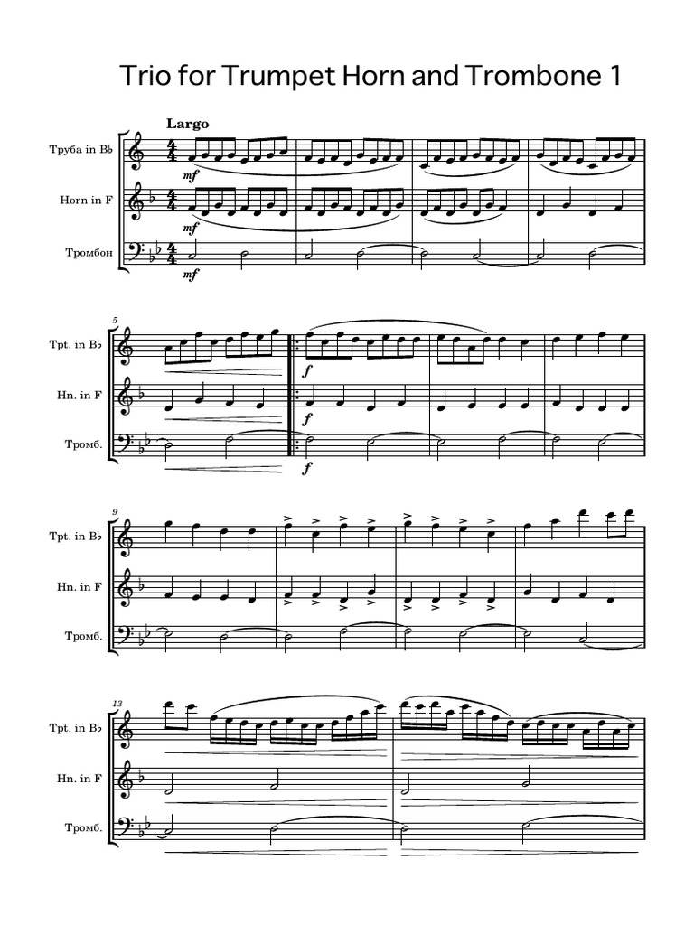 Trio For Trumpet and Horn 1 | PDF