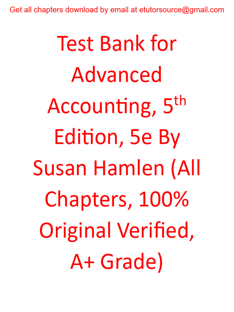 Advanced Accounting 5e Susan Hamlen (Cambridge) | PDF