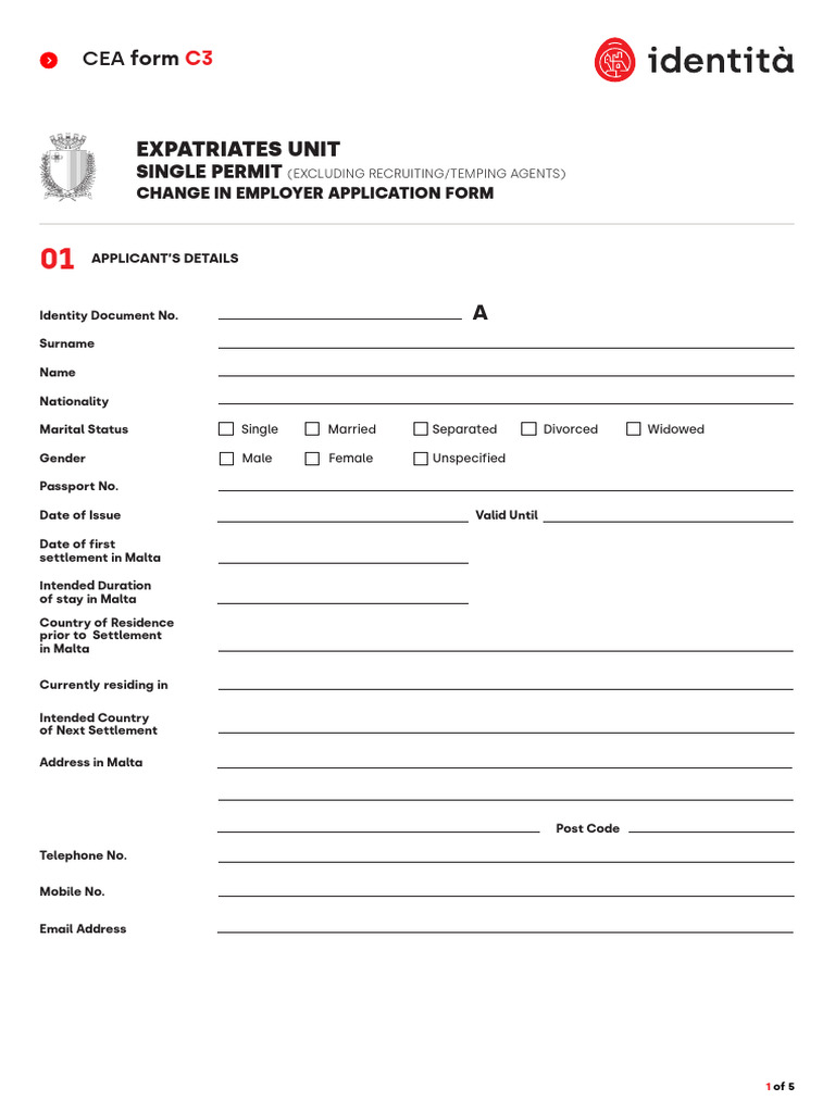 CEA Form C3 Single Permit New | PDF | Travel Visa | Employment