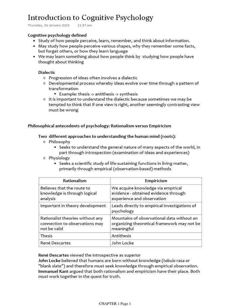 Introduction To Cognitive Psychology | PDF | Behaviorism | Psychology