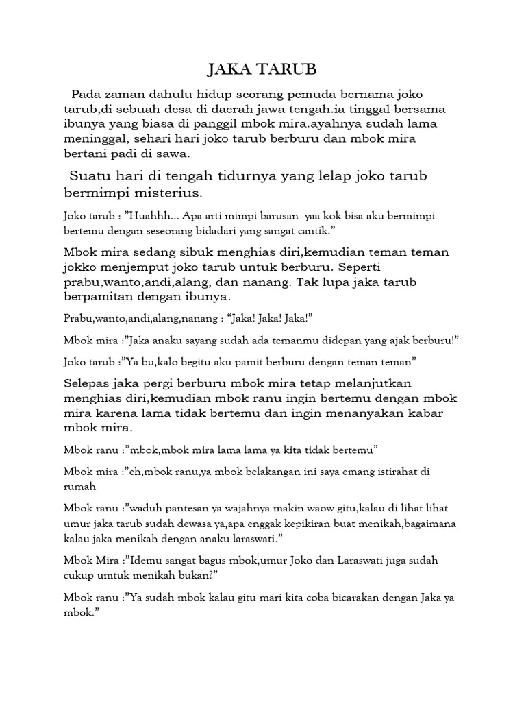 Jaka Tarub | PDF | Agama & Spiritualitas | Fiksi Misteri, Thriller, & Kejahatan