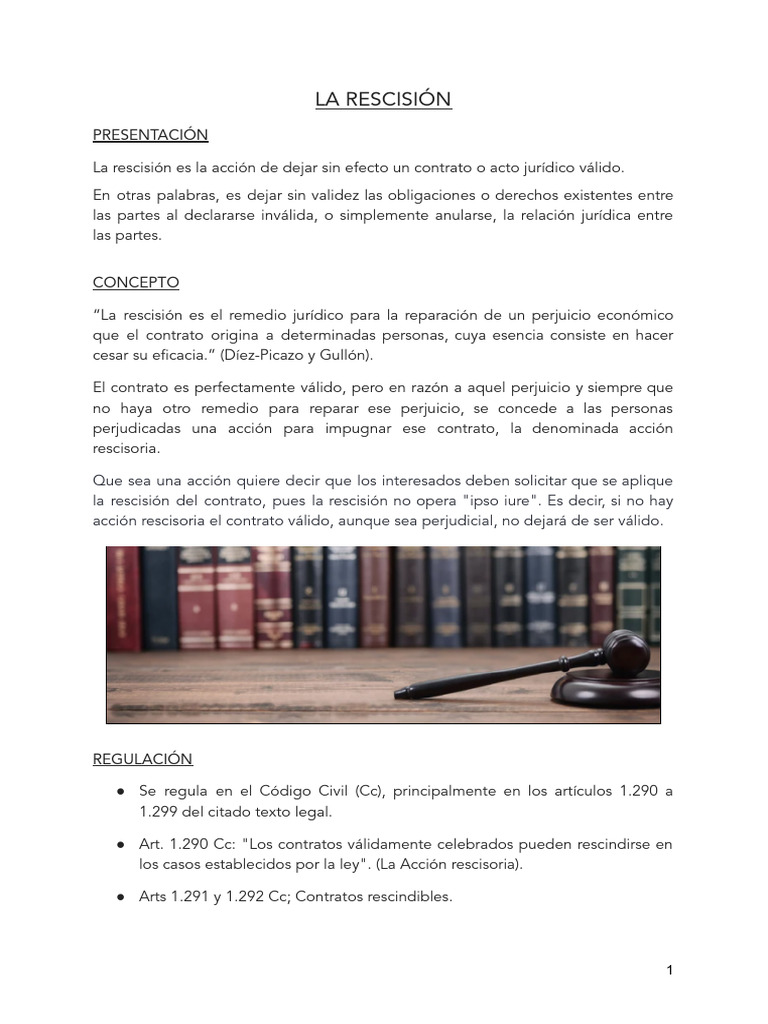 La Rescision | PDF | Pagos | Insolvencia
