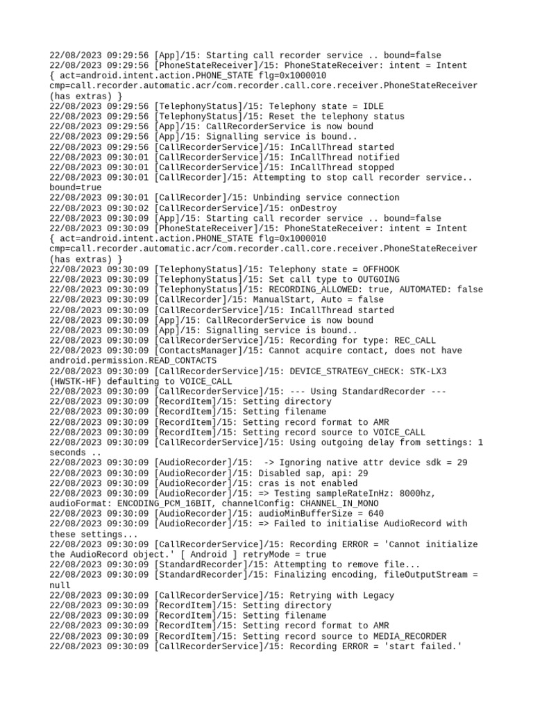 CallRecord Log | Download Free PDF | Filename | Computing