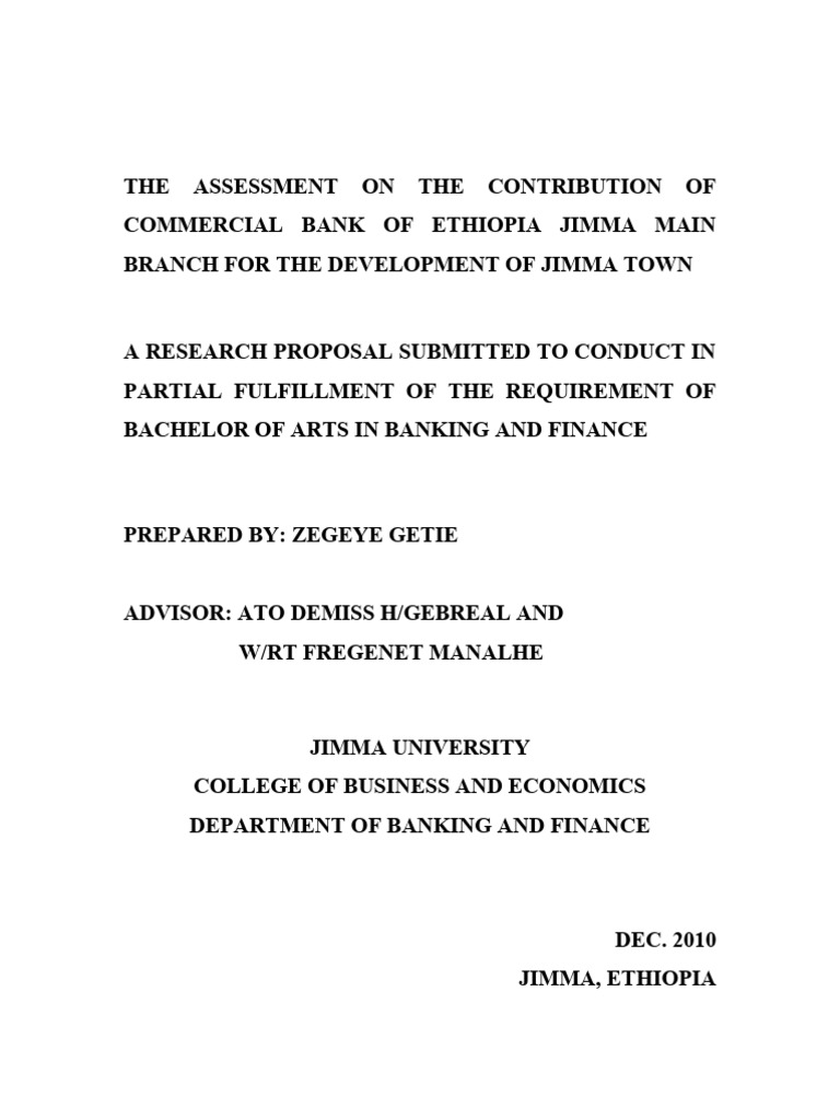 Proposal THE ASSESSMENT ON THE CONTRIBUTION OF COMMERCIAL BANK OF ...