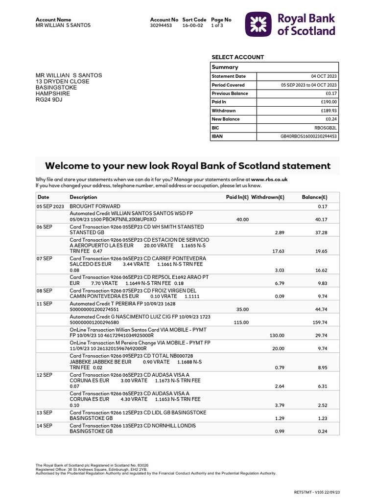 Statement 160002 30294453 04 Oct 2023 | PDF | Overdraft | Interest