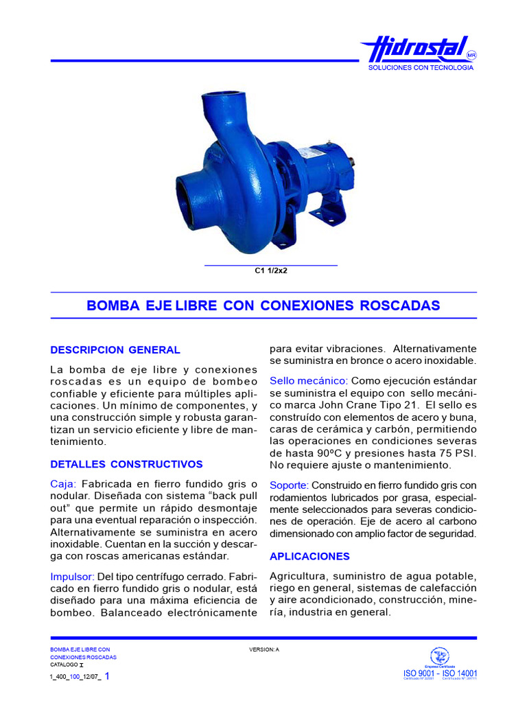 EjeLibreRoscada | PDF | Bomba | Rodamiento (Mecánico)