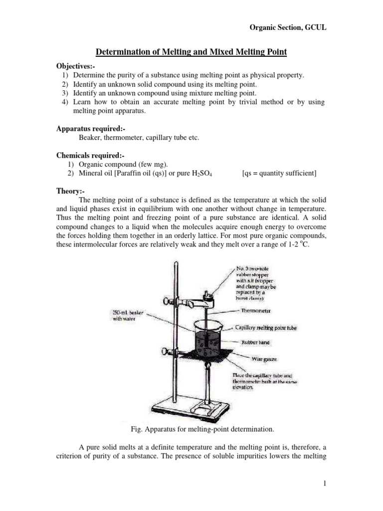 Melting & Mixed Melting Point | PDF | Melting Point | Chemical Substances