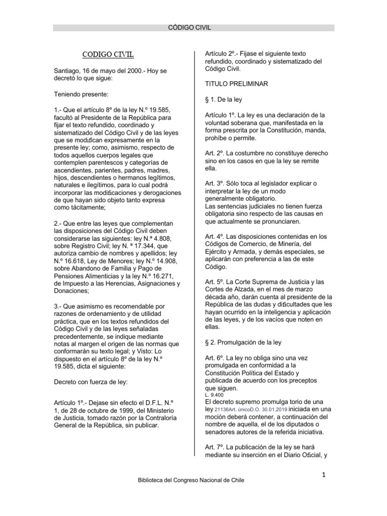 Codigo Civil de Chile 2023 | PDF