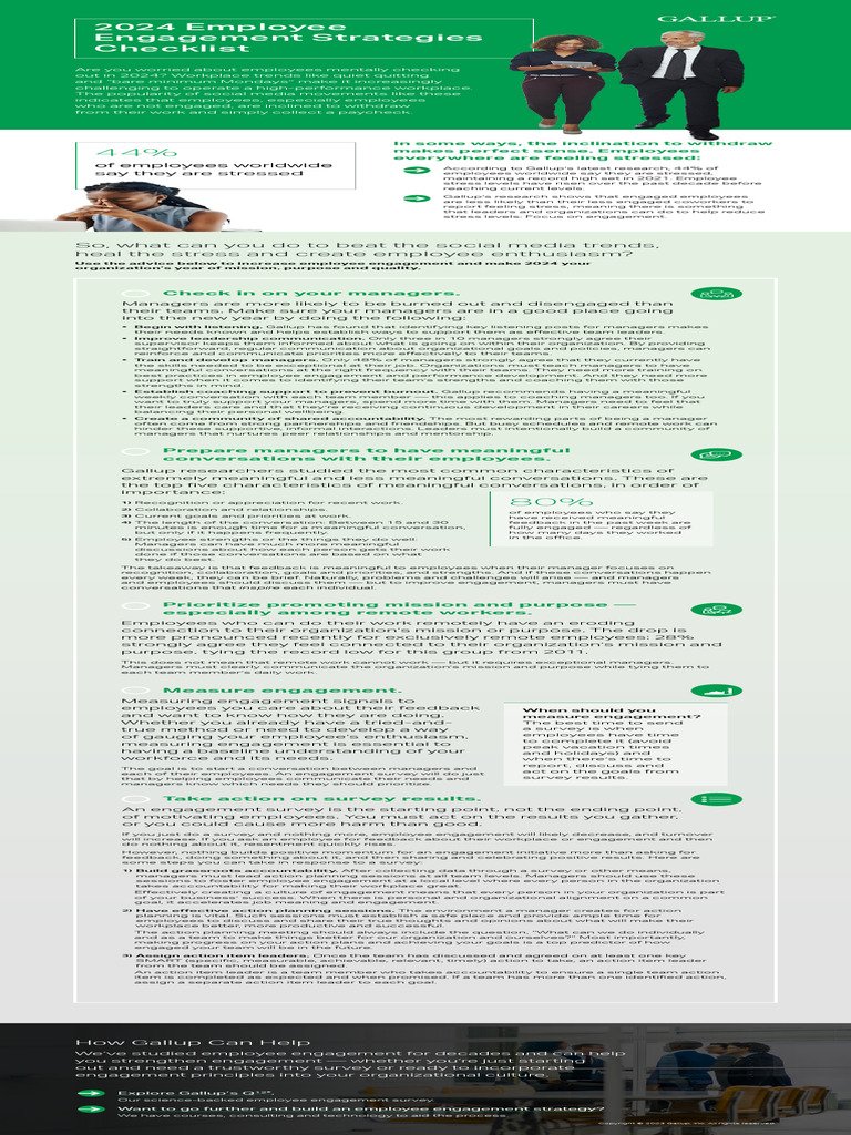 2024 Employee Engagement Strategies Checklist | PDF | Goal | Applied ...