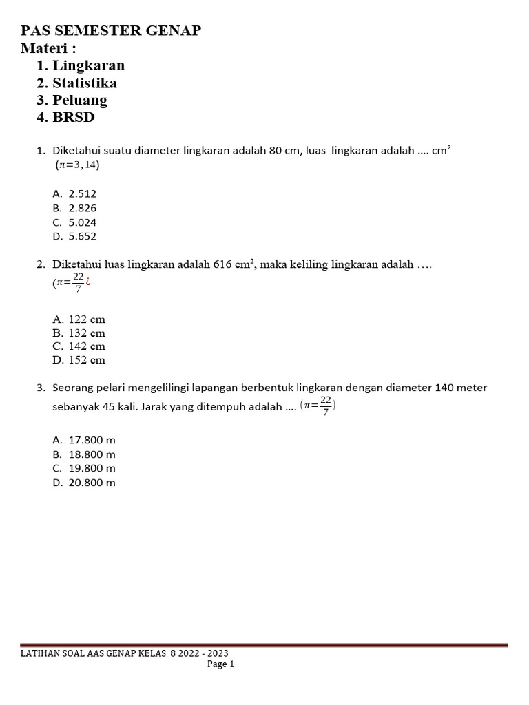 PAS Kelas 8 SMP | PDF