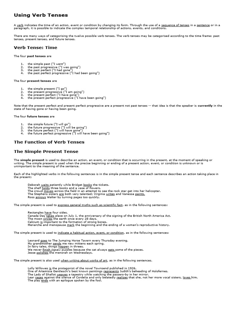 Understanding Verb Tenses Explained | PDF | Grammatical Tense | Grammar