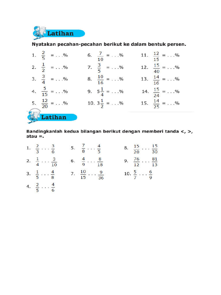 1.pecahan Ke Persen Dan Desimal | PDF