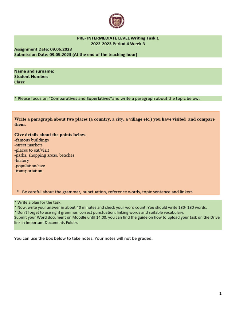 Writing Task 1 Week 3 | Download Free PDF | Grammar | Linguistics