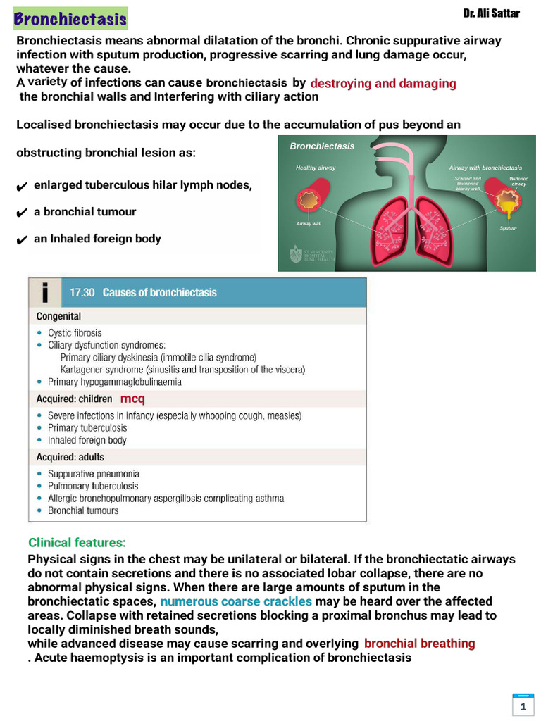 Bronchiectasis, Cystic Fibrosis & OSA | PDF | Clinical Medicine ...