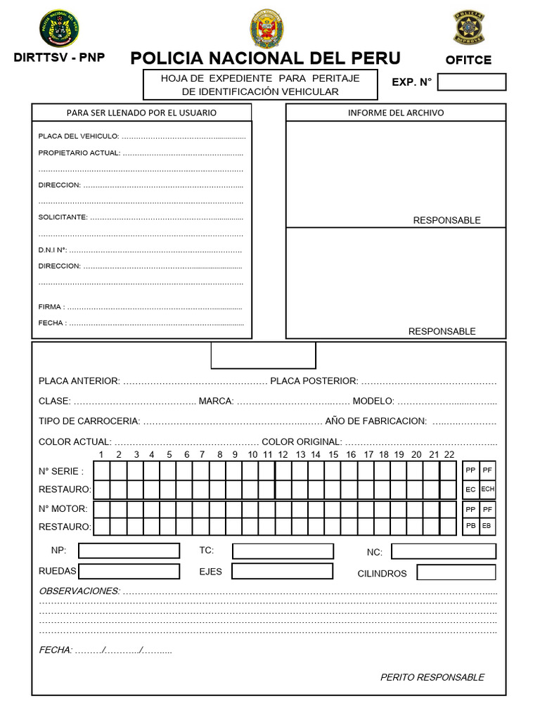 Hoja de Expediente para Peritaje | PDF