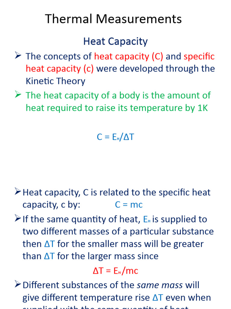 Thermal Measurements | Download Free PDF | Heat | Heat Capacity