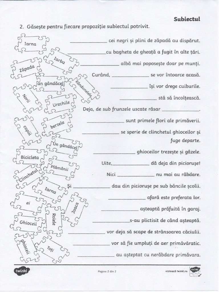 Fisa 2 Subiect Sau Predicat | PDF
