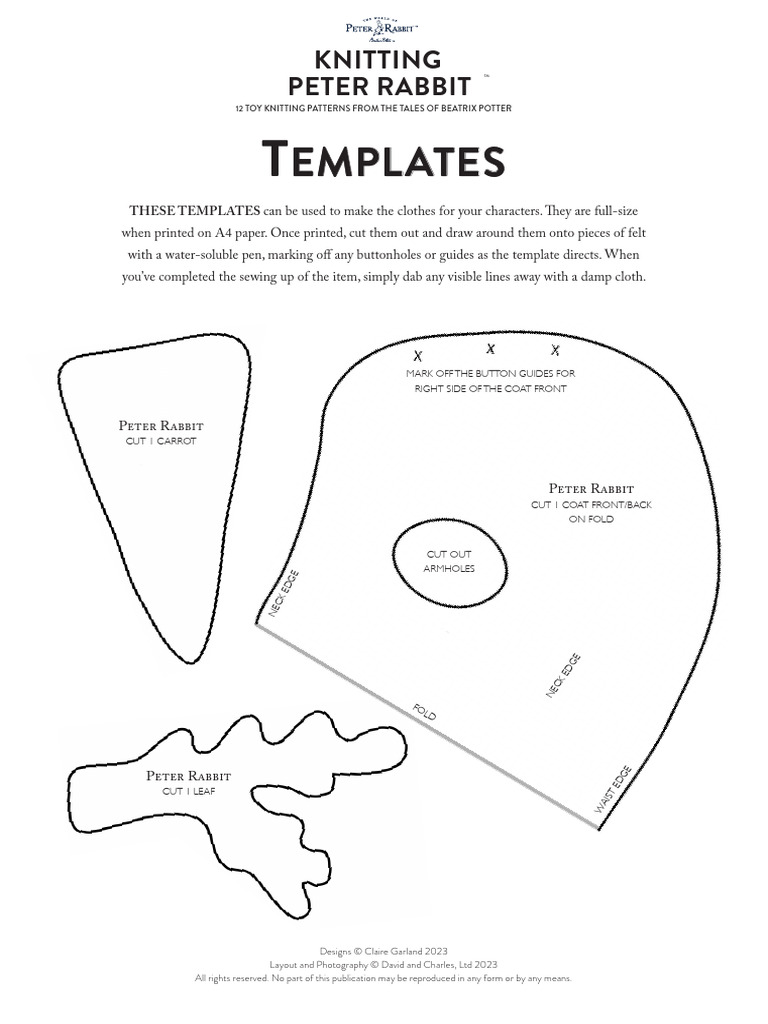 Knitting Peter Rabbit Templates 1 | PDF | Peter Rabbit | The Tale Of ...