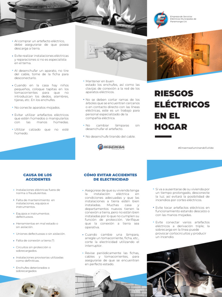 Triptico - Riesgos Eléctricos en Tu Hogar 2030 | PDF | Enchufes y tomas de corriente alterna ...