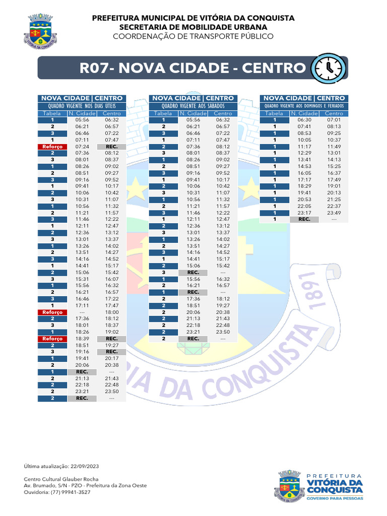 R07-Nova Cidade - Centro: Coordenação de Transporte Público | PDF