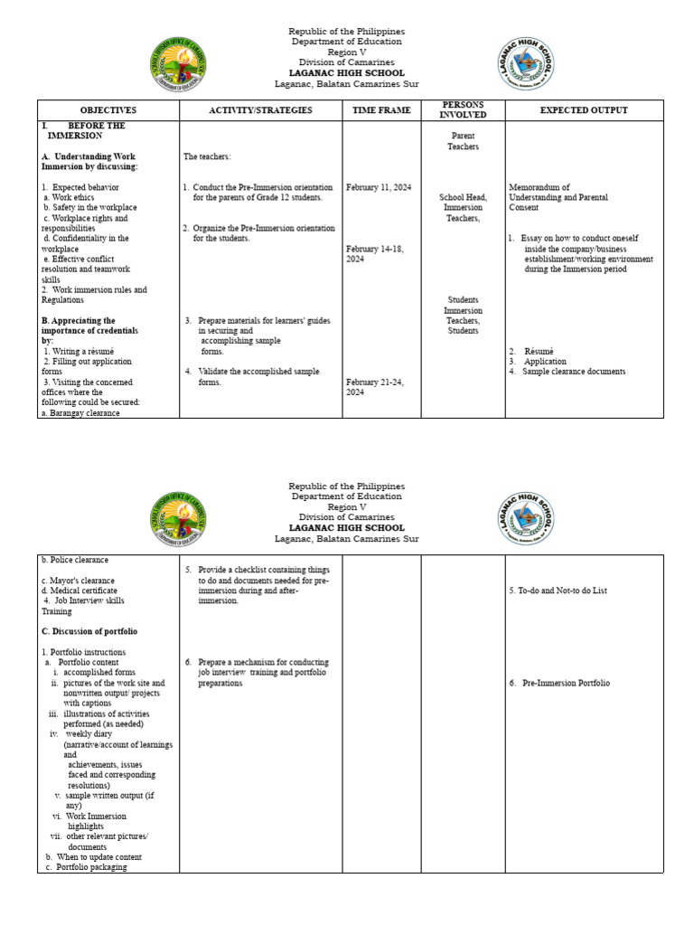 Immersion Plan | Download Free PDF | Teachers | Behavior Modification
