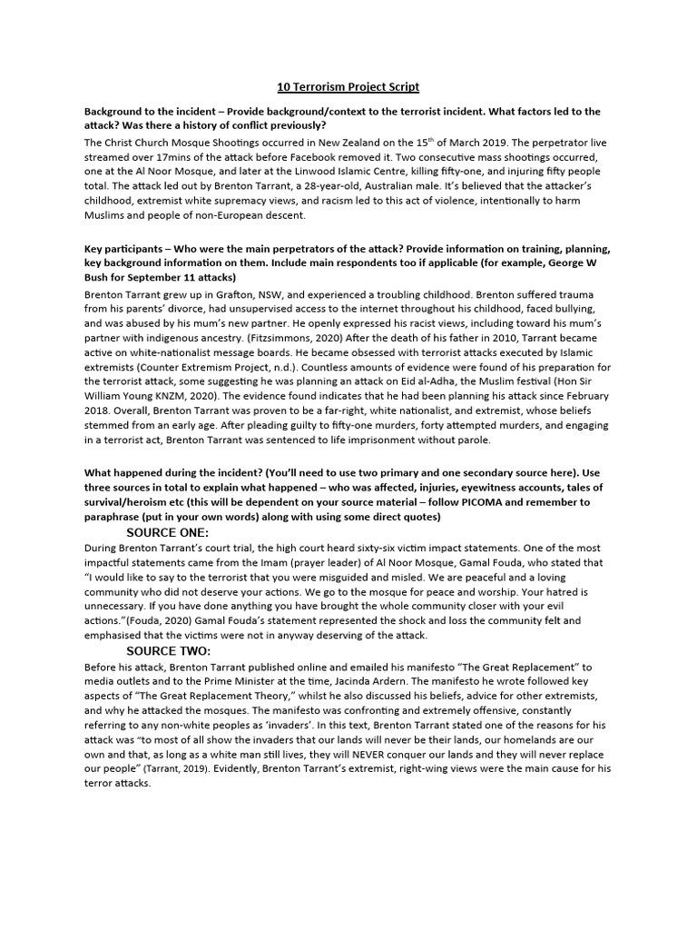 10 Terrorism Project Script Clare Argar | PDF | Violence