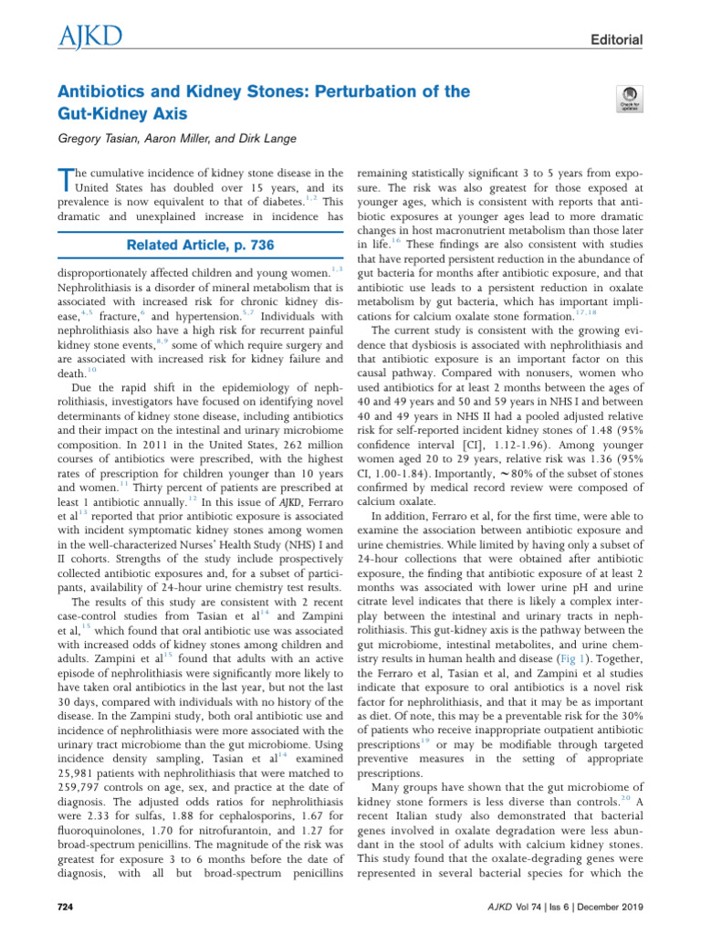 Antibiotics and Kidney Stones Perturbation of The Gut-Kidney Axis | PDF ...