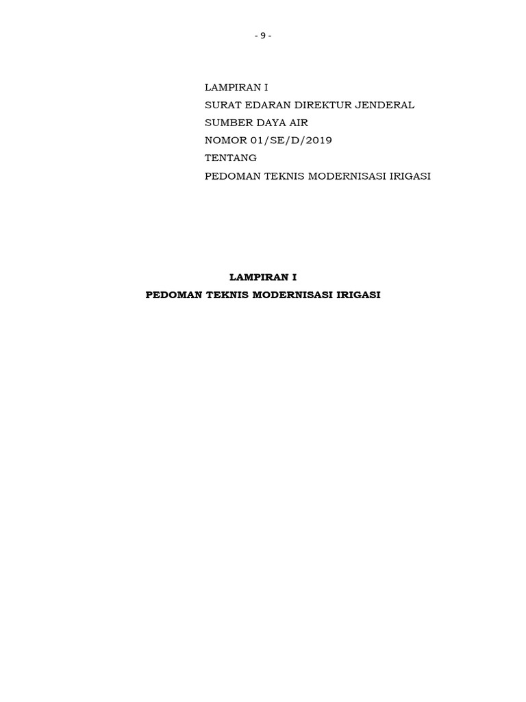 SE 01 Modernisasi Irigasi Lampiran 1 | PDF