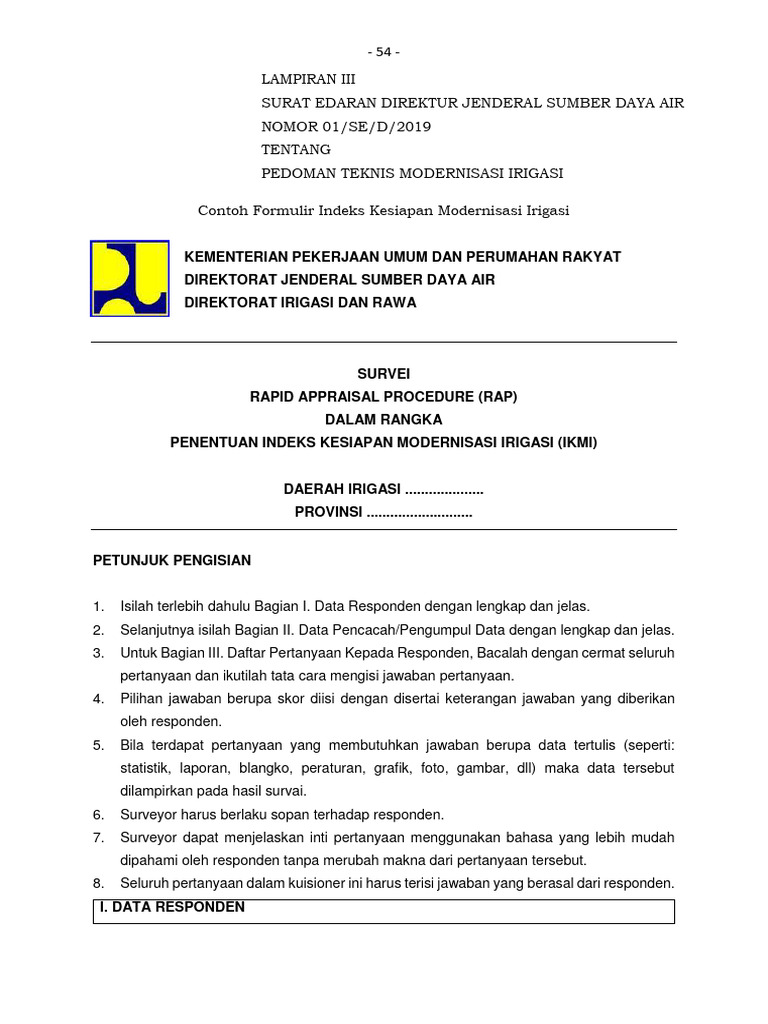 SE 01 Modernisasi Irigasi Lampiran 3 | PDF | Bisnis