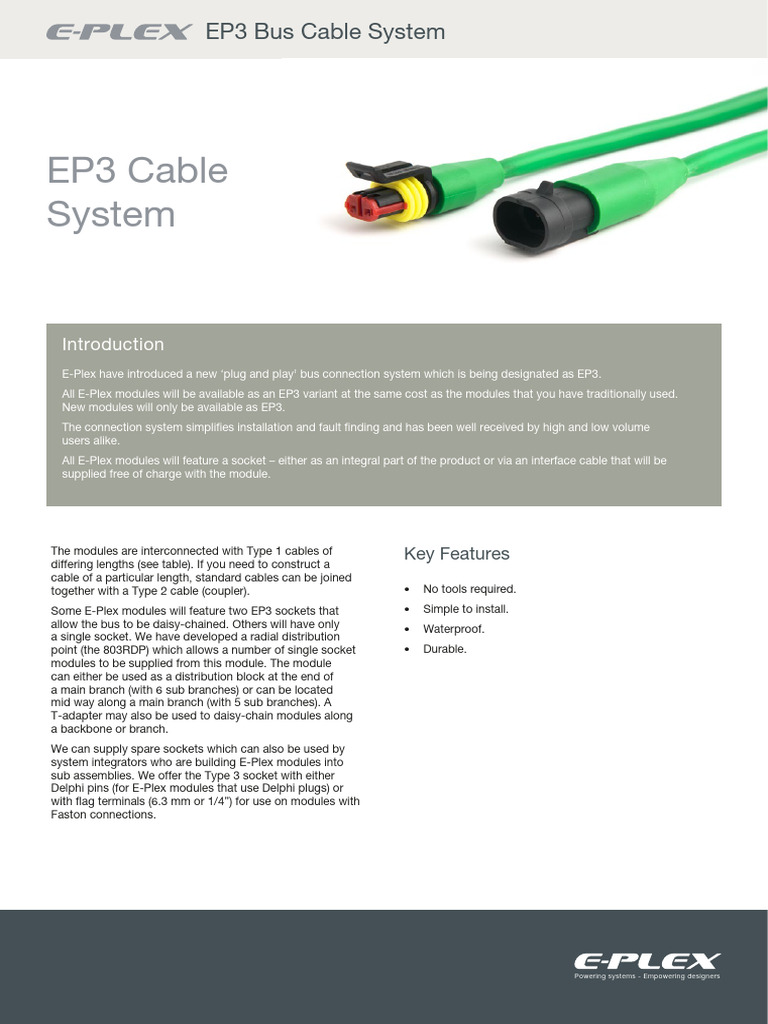 EP3 Cable System: Key Features | PDF
