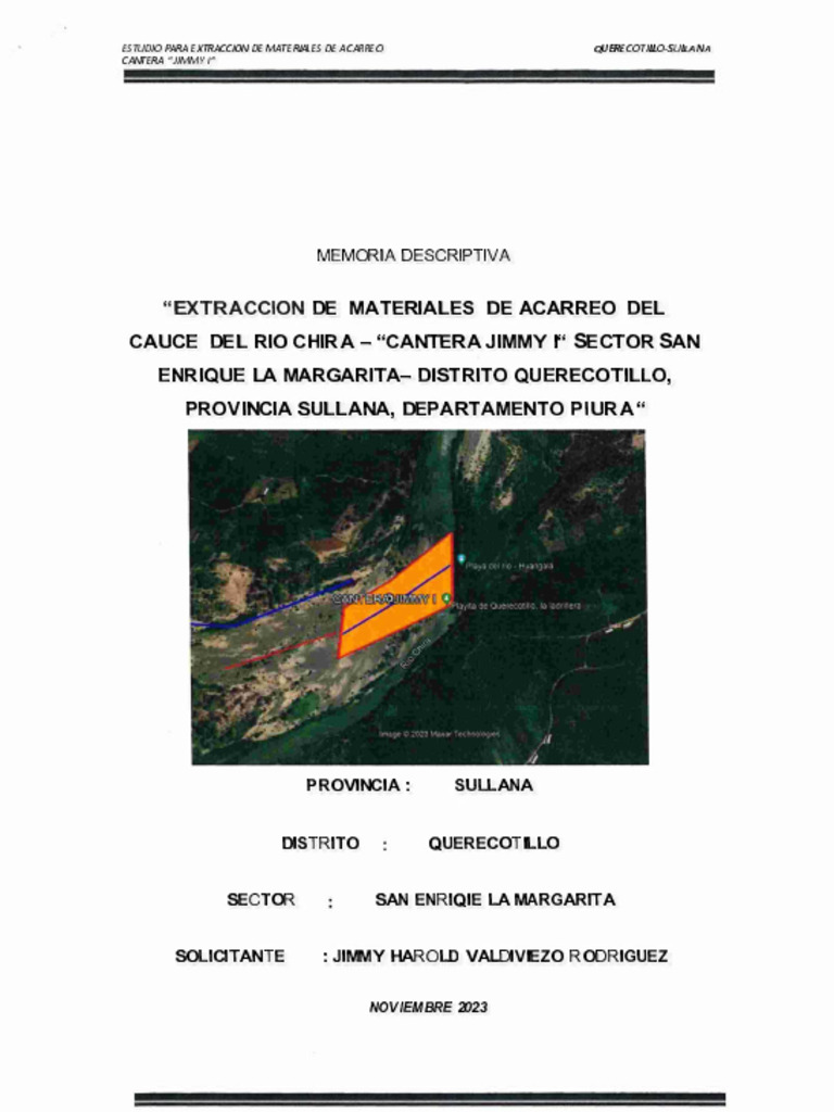 Memoria Descriptiva de La Cantera Jimmy 1 | PDF