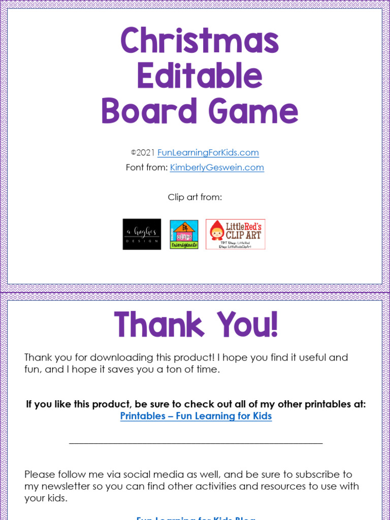 Editable Christmas Board Game Template | PDF | Games & Activities ...