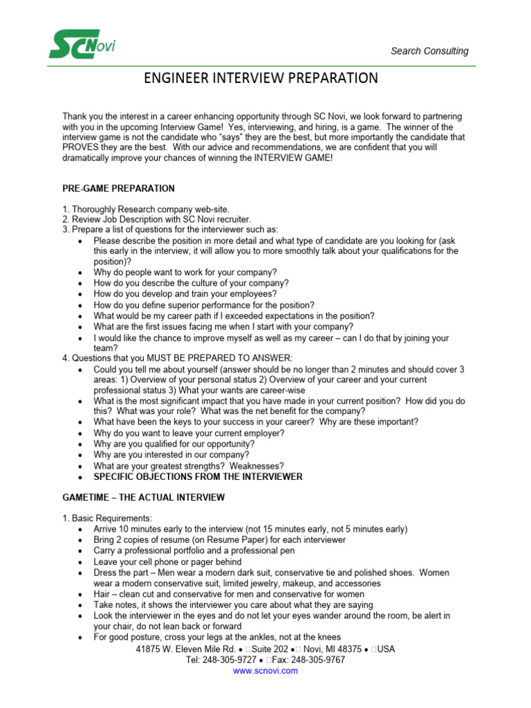 Engineer Interview Preparation Guide | PDF | Recruitment