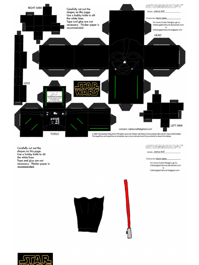Darth Vader Paper Toy Paper Craft | PDF