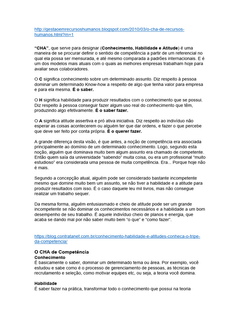 Documento (CHA) R&S | PDF | Competência (Recursos Humanos) | Recrutamento