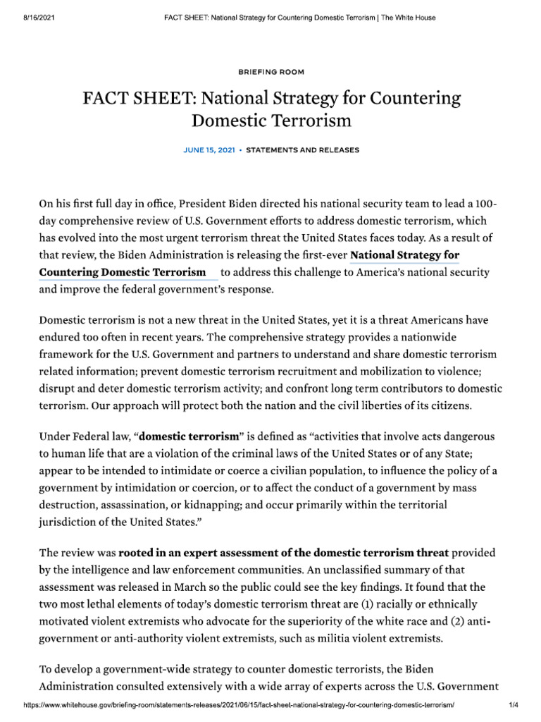 Fact Sheet National-Strategy-for-Countering-Domestic-Terrorism | PDF