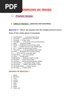 Present Indefinite Tense Exercises | PDF