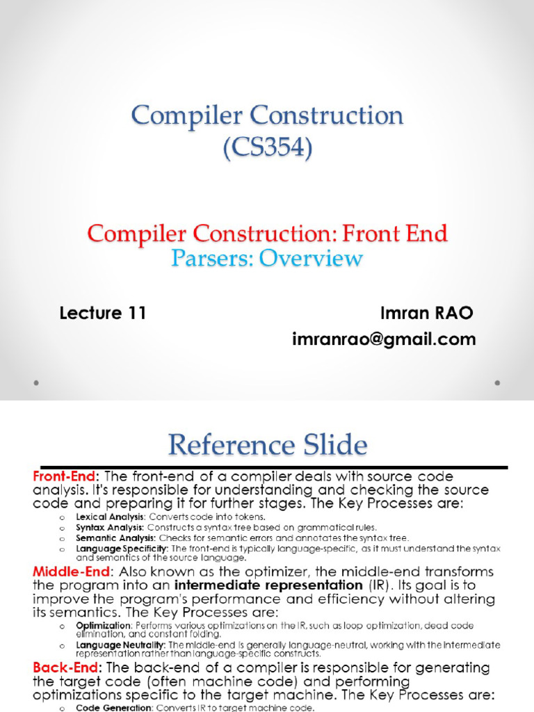 CC Lect 11 FrontEnd Parser | PDF
