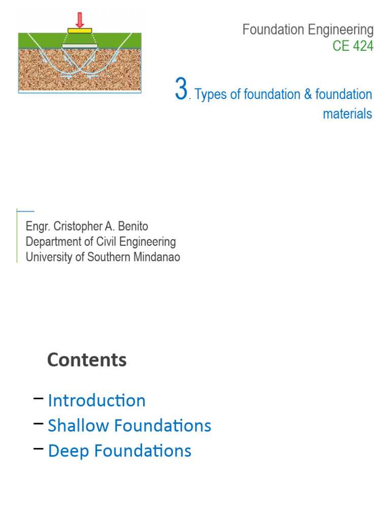 Lecture 3 Types of Foundation and Foundation Materials | PDF | Deep ...